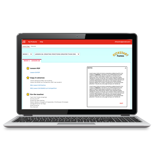 Kickstart: Fractions © 2026 Grades 3–5 Skills MyZBPortal.com Individua ...